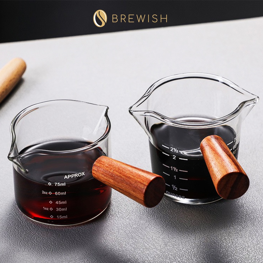 BREWISH Barista 75mL Two Mouth Espresso Measuring Cup Tempered Glass ...