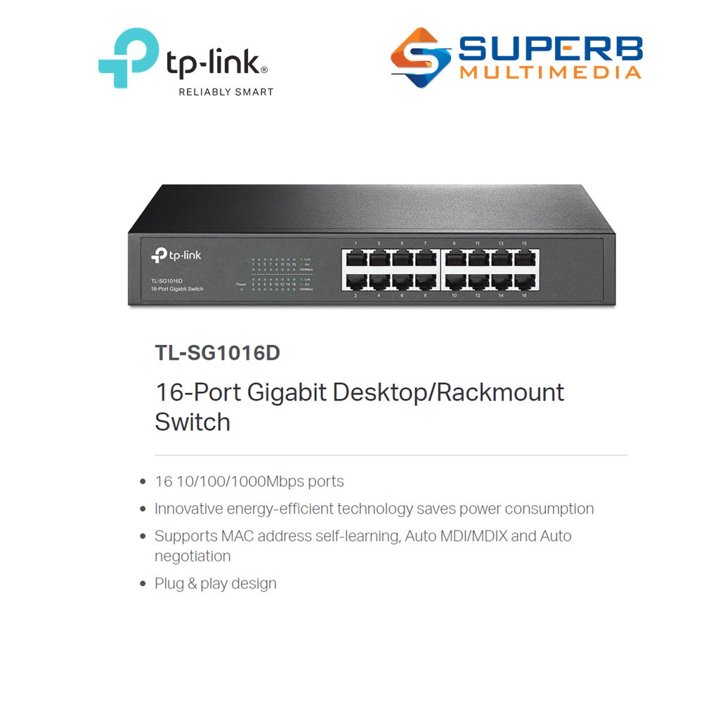 Tp-Link TL-SG1016D 16-Port Gigabit Desktop/Rackmount Switch | Shopee Malaysia
