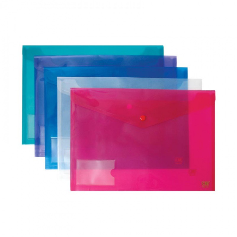 CBE A4 Button File Document Holder with Name Card Pocket / Transparent ...