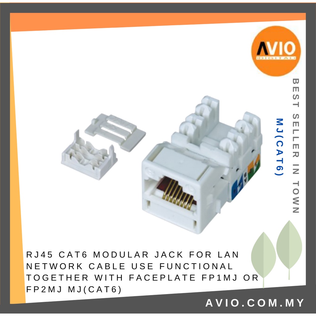 RJ45 CAT6 Keystone Modular Jack Lan Network Internet Cable Use With Faceplate FP1MJ FP2MJ MJ ...