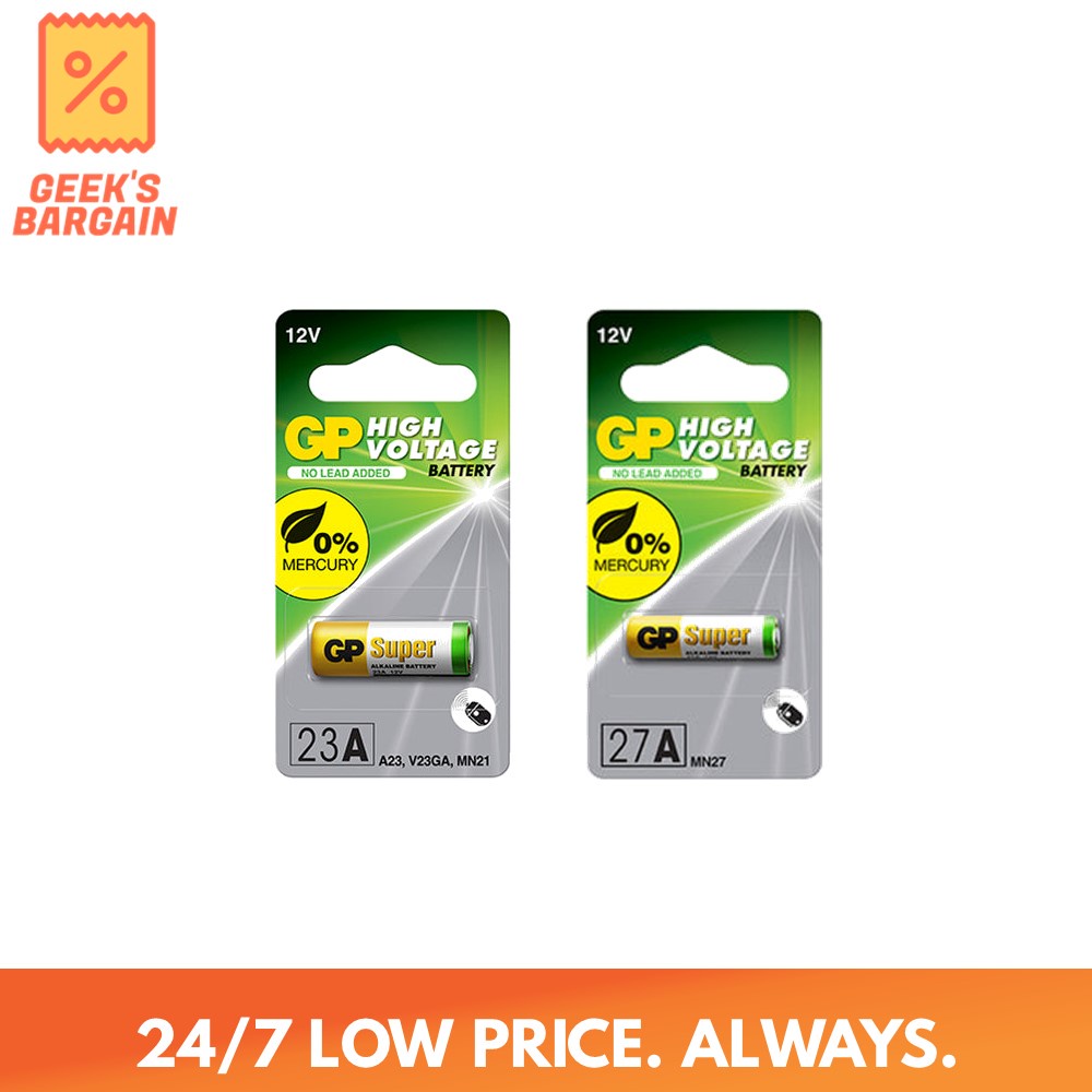 GP 23A/27A 12V High Voltage Alkaline Battery for Remote Control A23/MN21/LRV08/V23GA, A27/MN27 ...