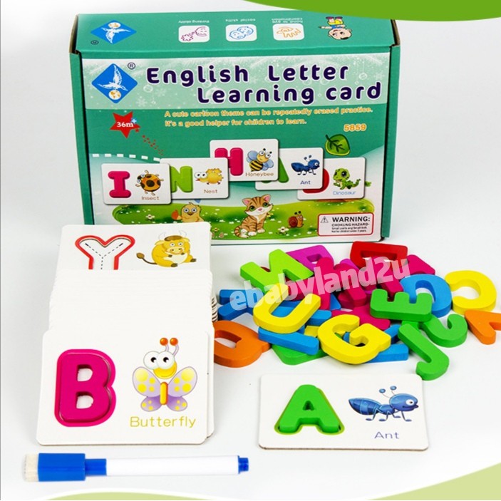 Early Learning Flash Card 3 in 1 Montessori English Alphabets Kids ...