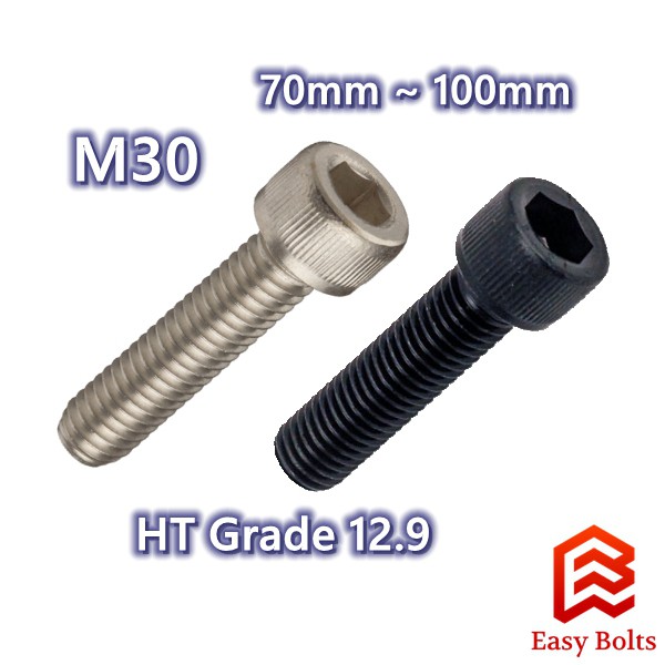 HT Socket Cap Screw - M30 x 70mm ~ 100mm (Coarse Thread Pitch 3.5mm) (High Tensile Grade 12.9 ...