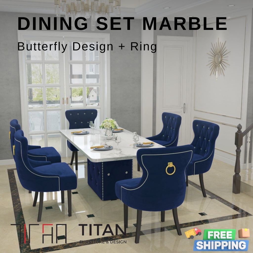 Butterfly Dining Set Marble Meja Marble / Kerusi Meja Makan 6 Kerusi 8 ...