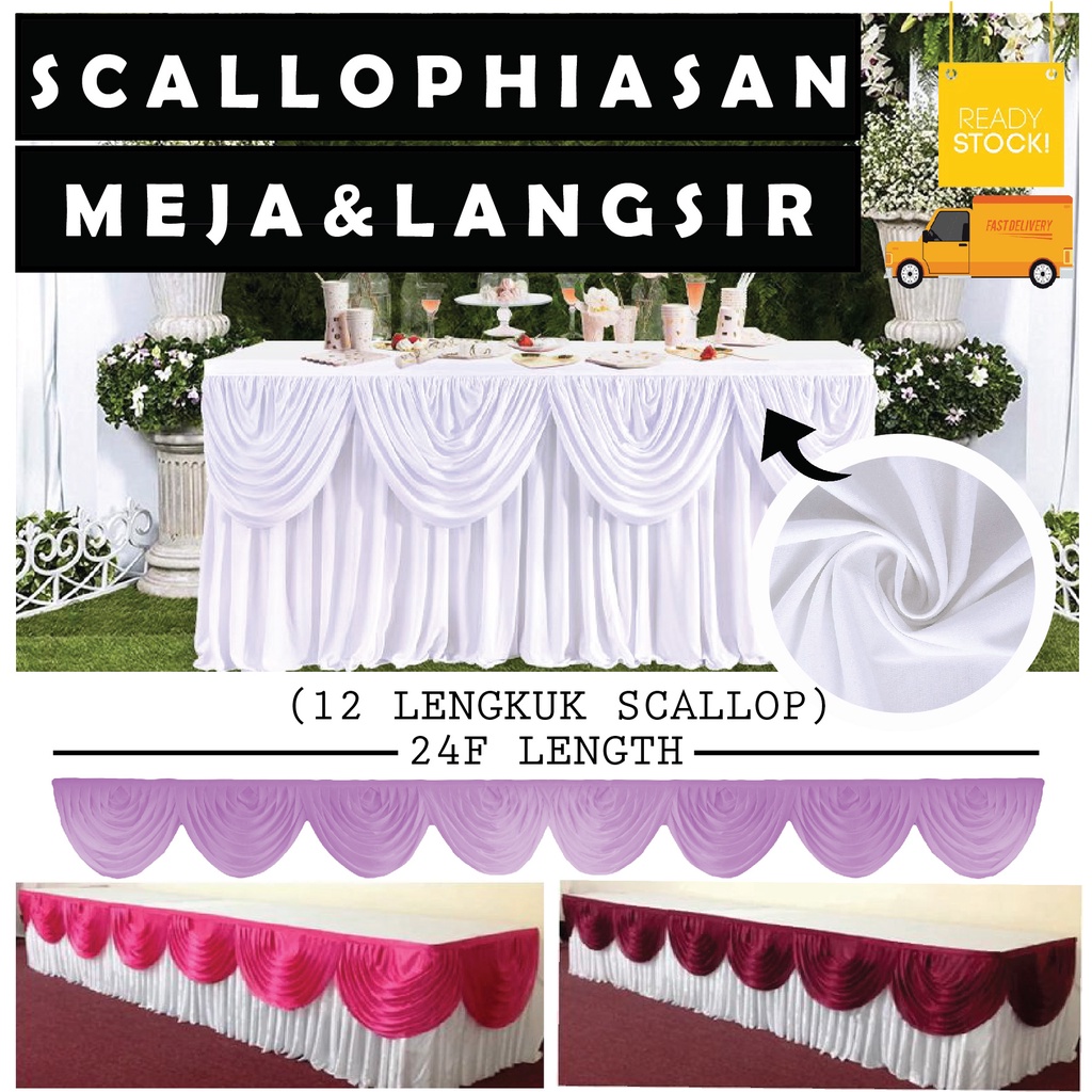 READY STOCK Langsir scallop meja anak lamgsir, decor meja party event ...