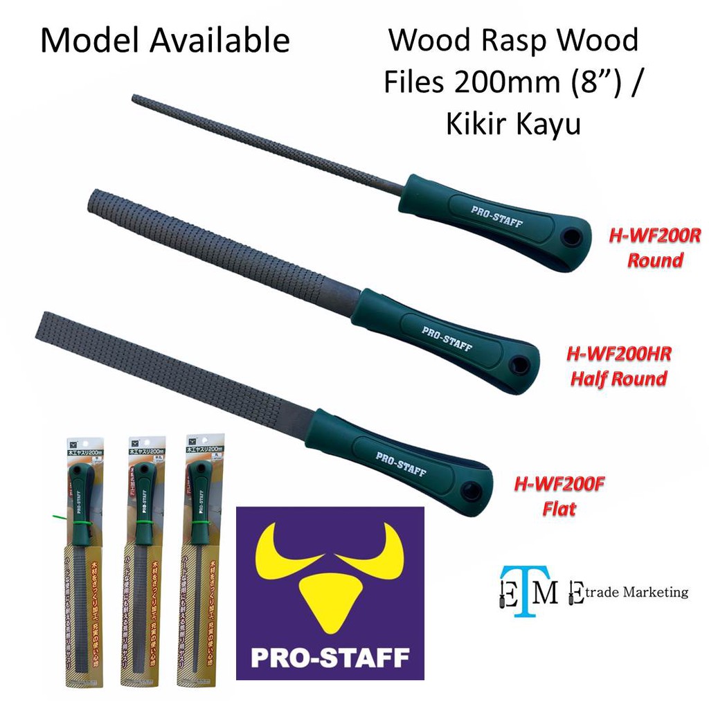 Pro-Staff Professional Wood Rasp Wood Files 200mm (8”) Flat/Half Round ...