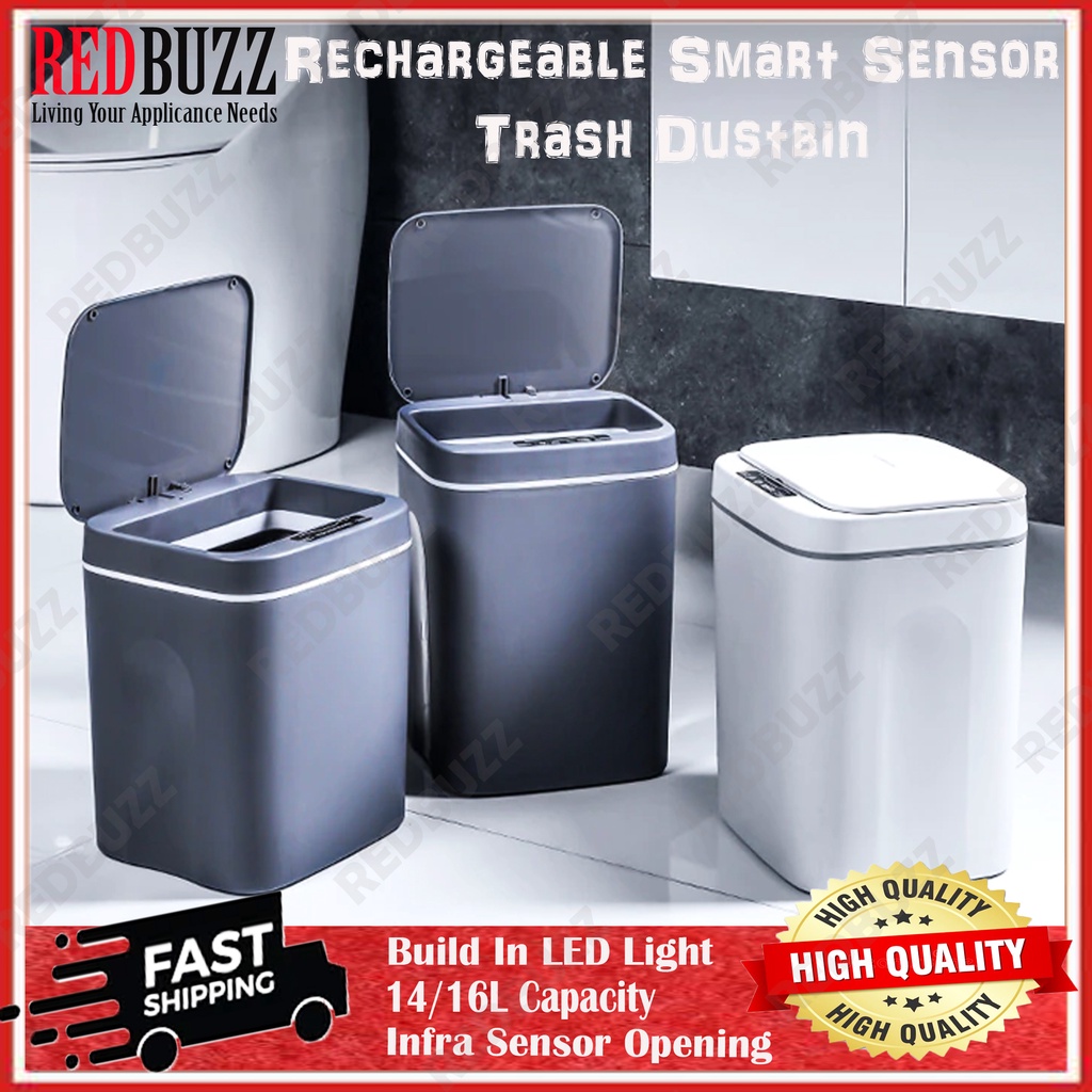 REDBUZZ Automatic Touchless Big Volume Smart Sensor Dustbin Garbage LED ...