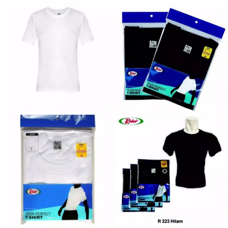 PUTIH HITAM Rider Men's Oblong Available In 2 Colors O Collar (White ...