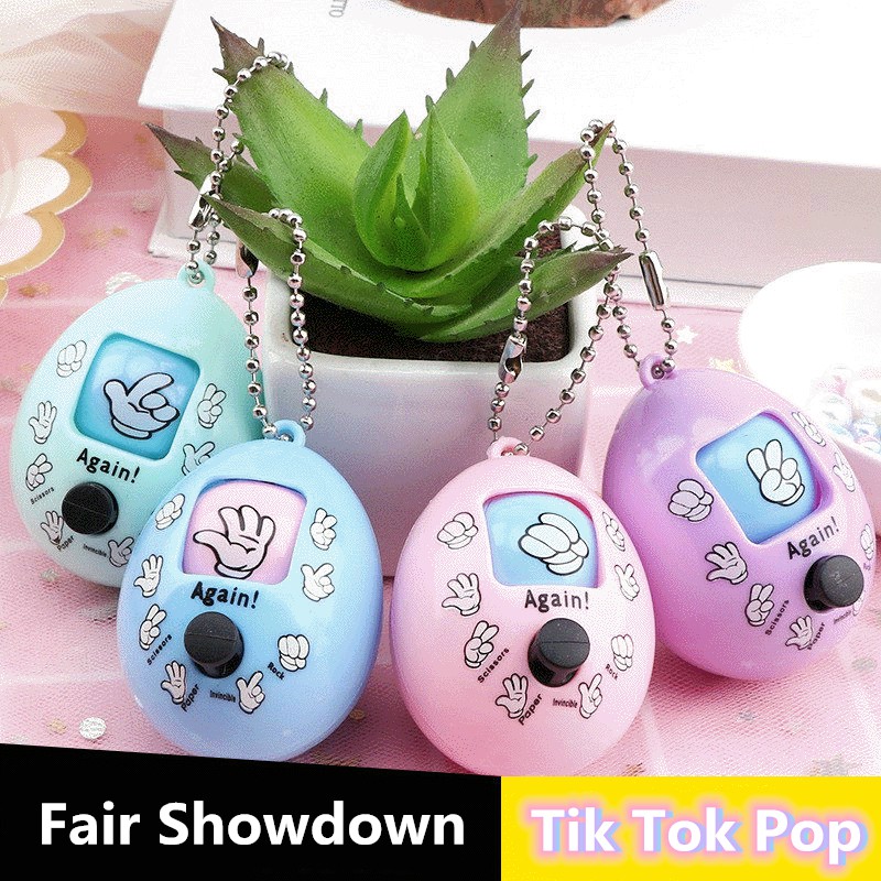 Round Button Press Stone Scissors Guessing Toy Creative Egg Keychain ...