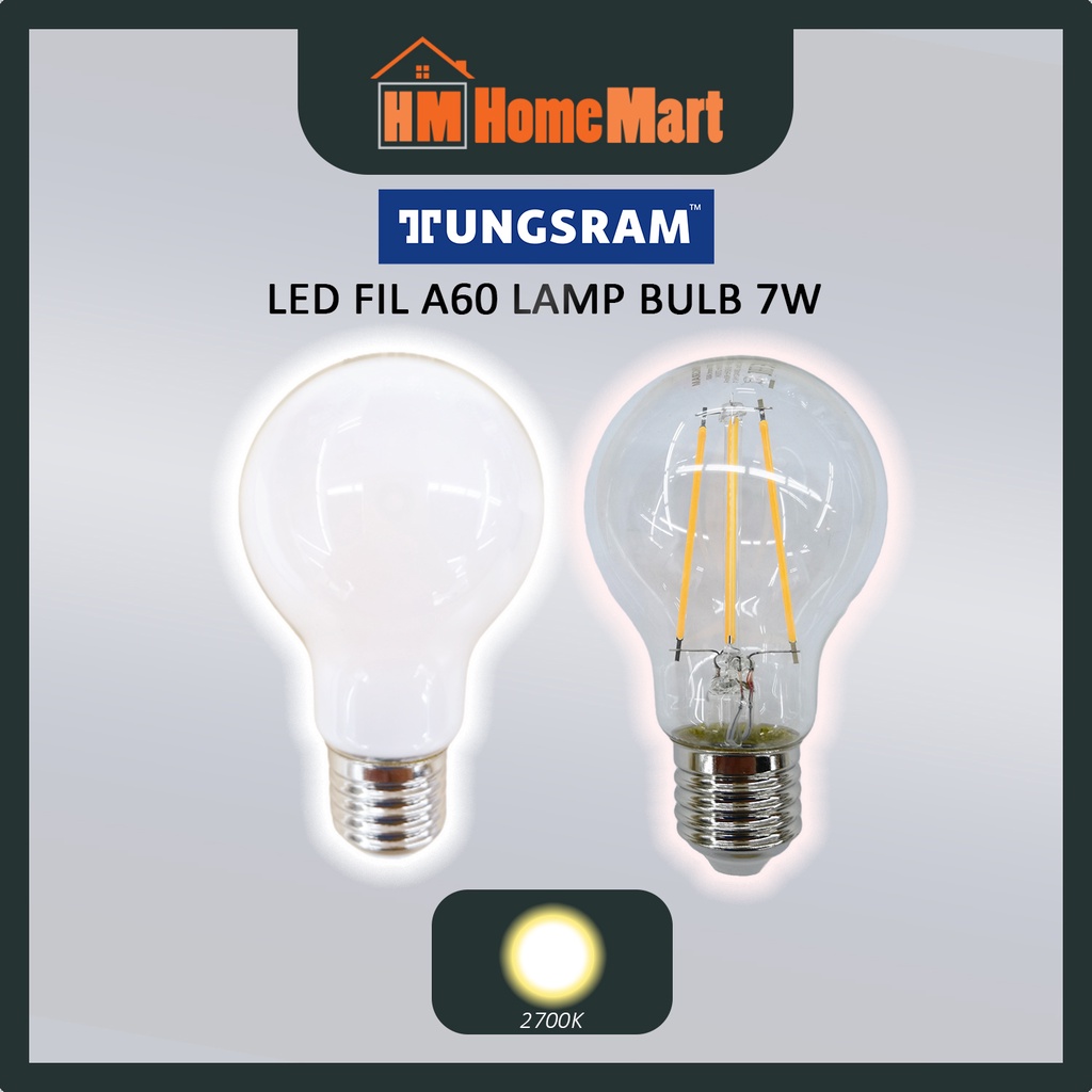 TUNGSRAM 7W E27 A60 Filament LED Lamp Bulb 2700K (Frosted/Clear) (SIRIM ...
