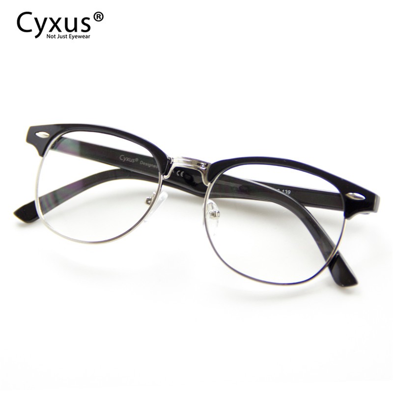 Cyxus Plain Glass Spectacles Half Rim Black Frame for Men/Women 8056X01 ...