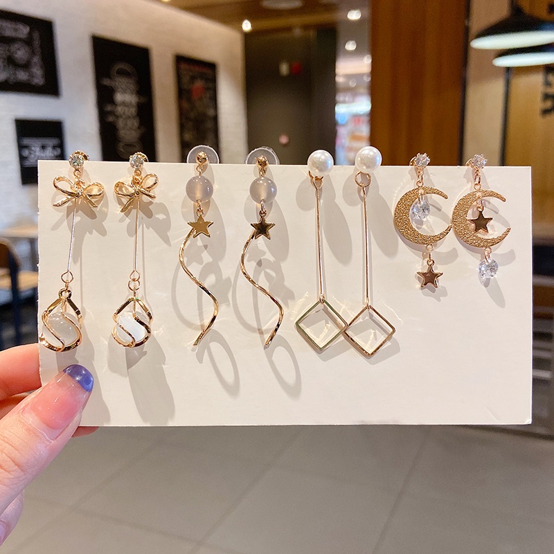 12 Pairs Set Trend Earring Set Korean Earring Fashion Pearl Earrings ...