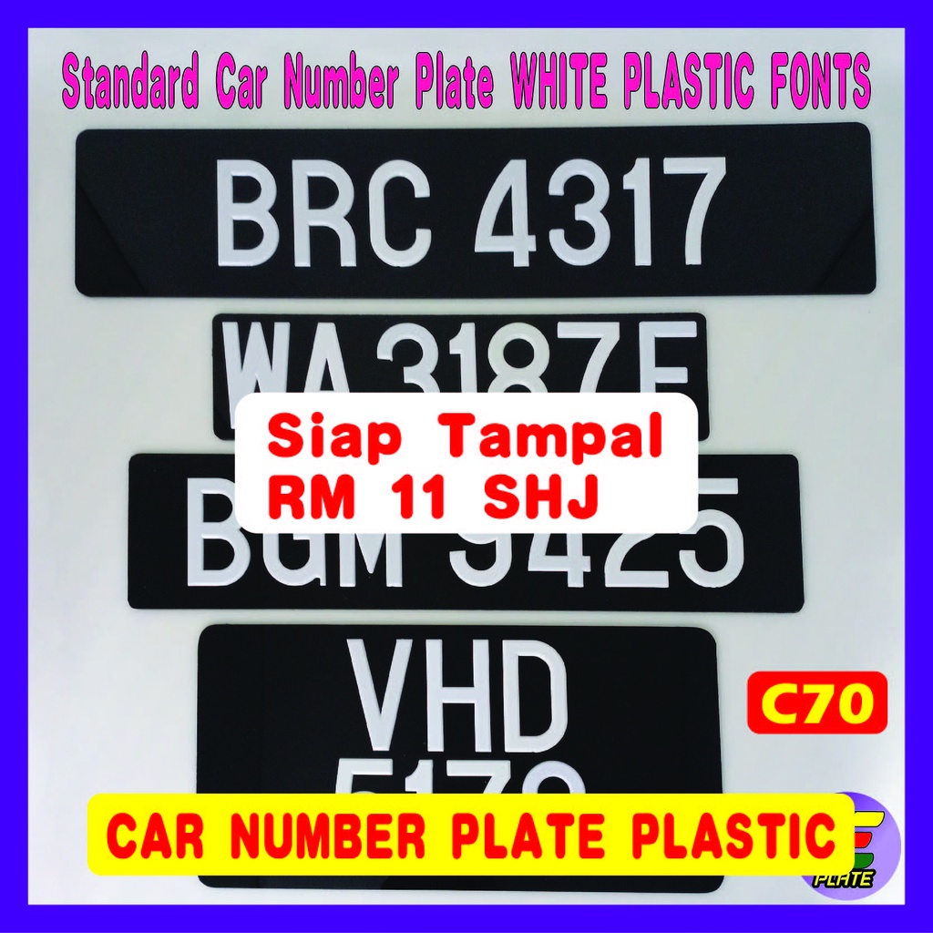 Nombor Plate Standard Plastik Kereta Warna Putih (C 70) 1 PCS / Siap ...