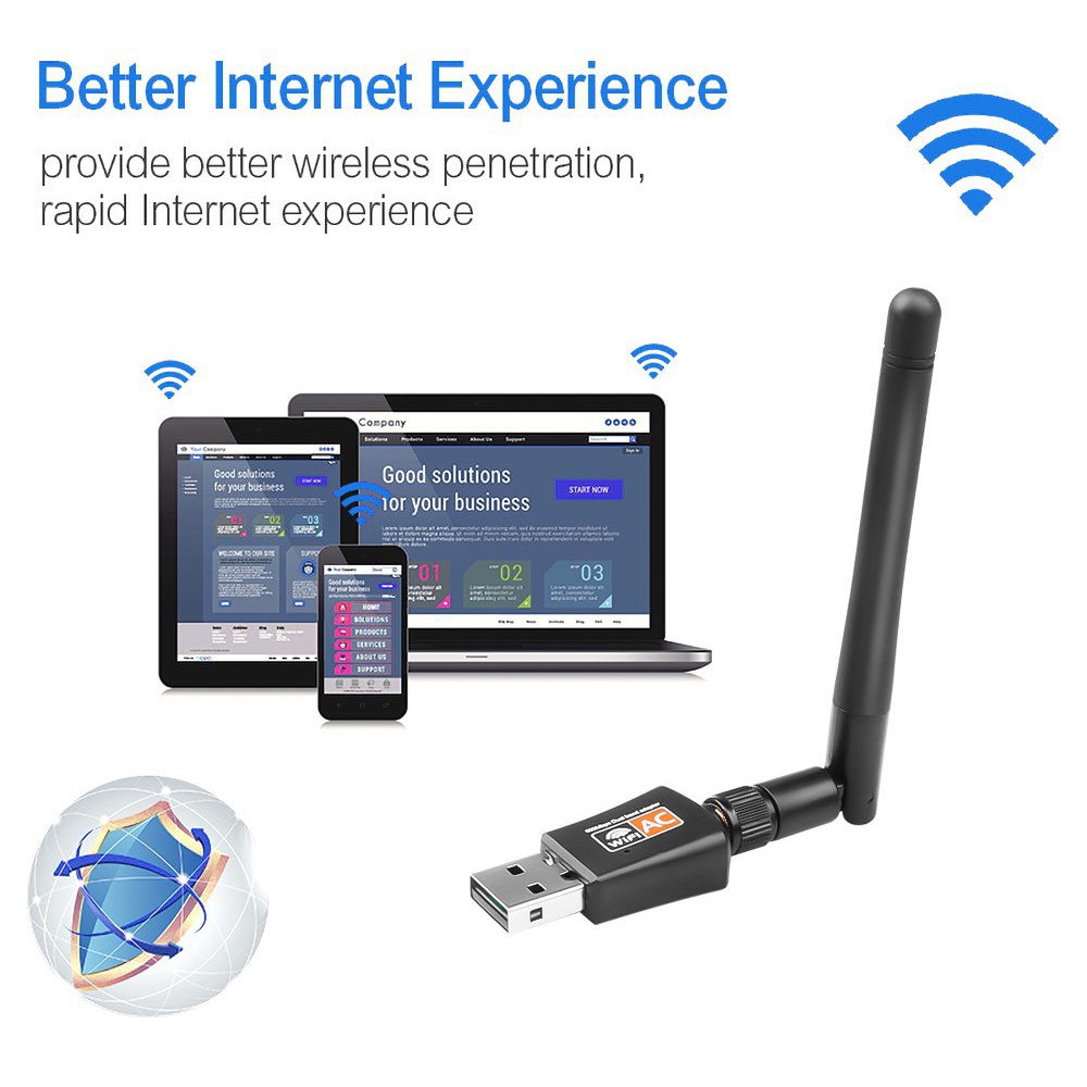 600Mbps Wireless USB Wifi Adapter 5GHz Dongle Internet Antenna Connector Dual Band 5G LAN ...