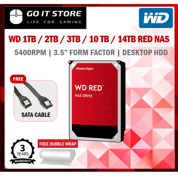 Western Digital WD Red NAS 3.5" Internal Hard Disk Drive SATA III PC / Desktop HDD (14TB) [Free ...