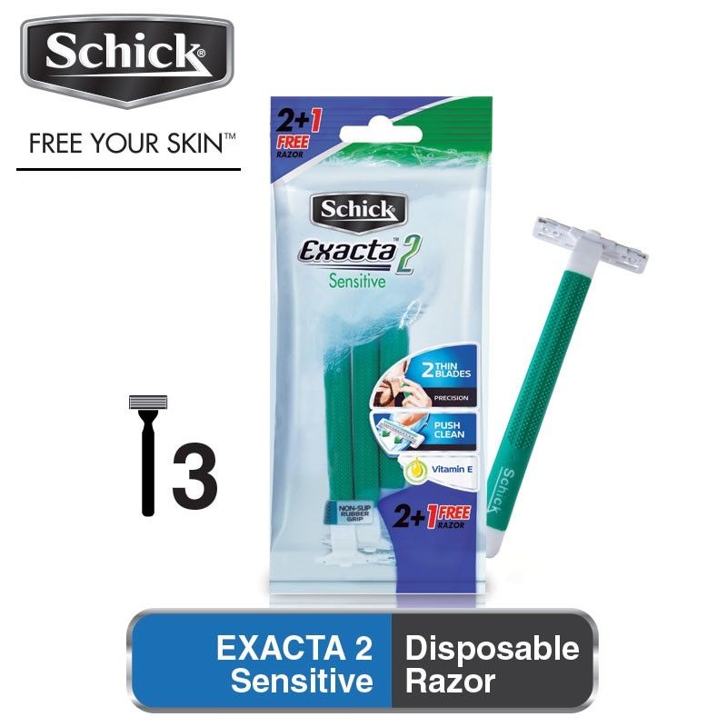 [TKM] Schick Exacta 2 Sensitive Disposable Razor (2 + 1 Pcs) | Shopee ...