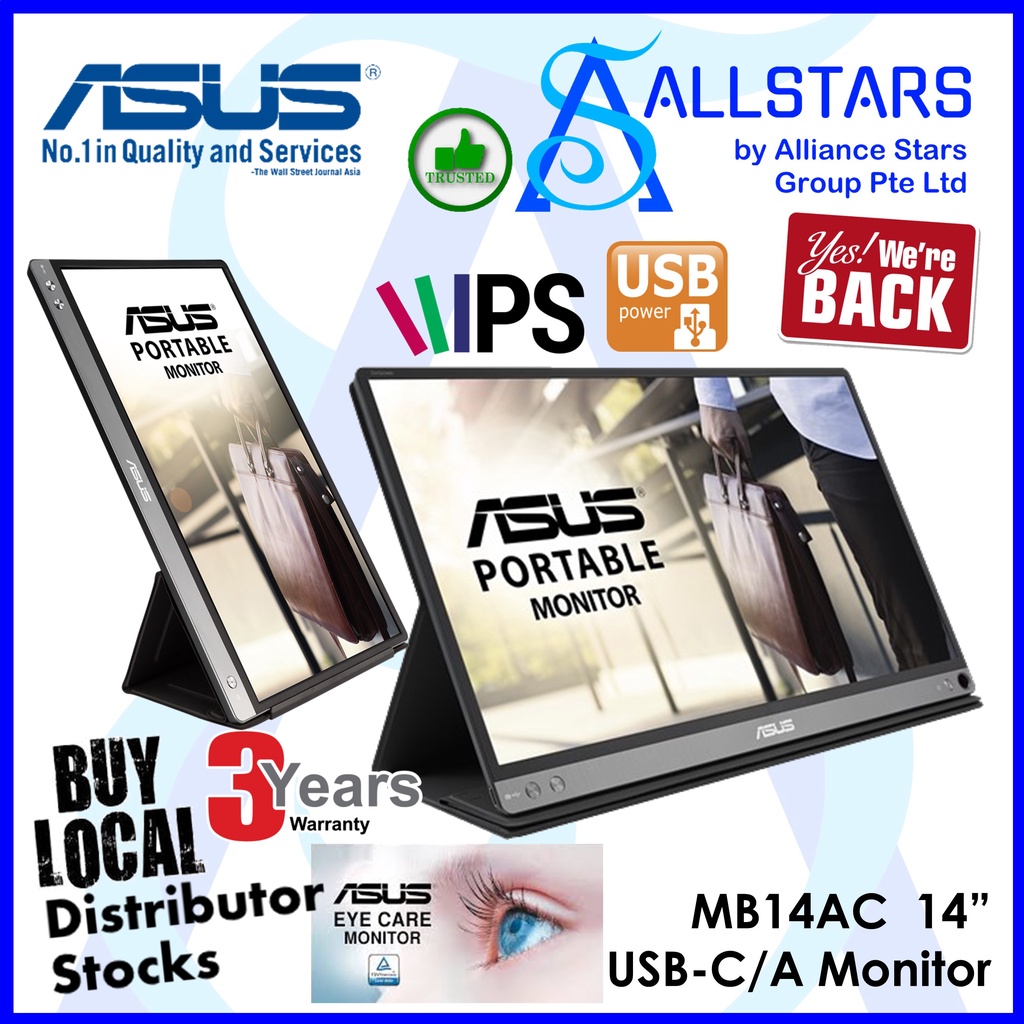 ASUS ZenScreen MB14AC Portable USB Monitor (Warranty 3years with ASUS ...
