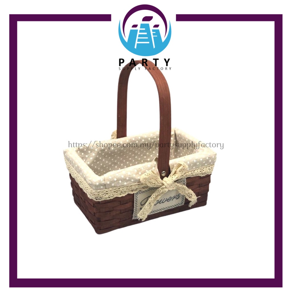 NATURAL RATTAN FLOWER BASKET WOODEN AESTHETIC PICNIC BASKET FLOWER DECO ...