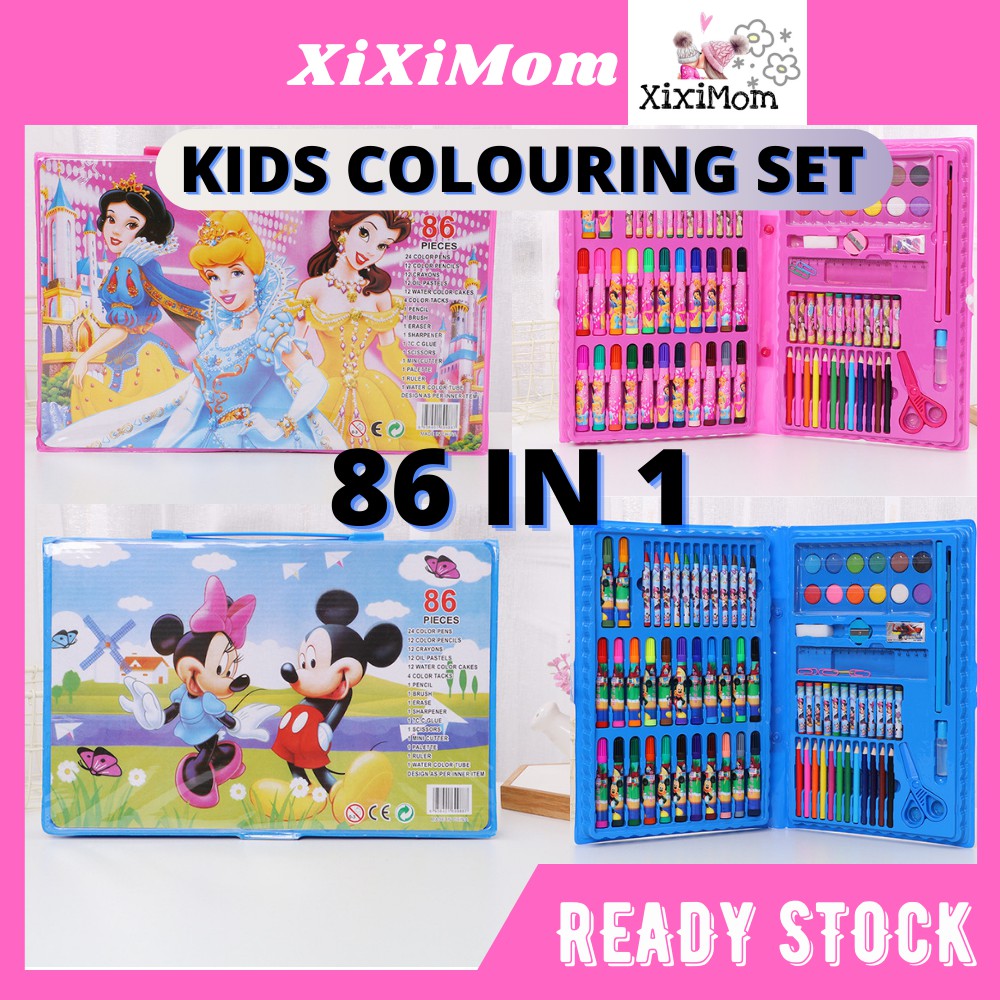 💥READY STOCK💥 Kids Coloring Set 86pcs Painting Set Mickey Princess ...