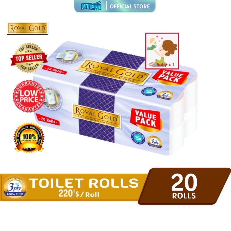 Royal Gold Toilet Tissue 3 ply x 20 Rolls x 220’s ( 100% Pulp ...