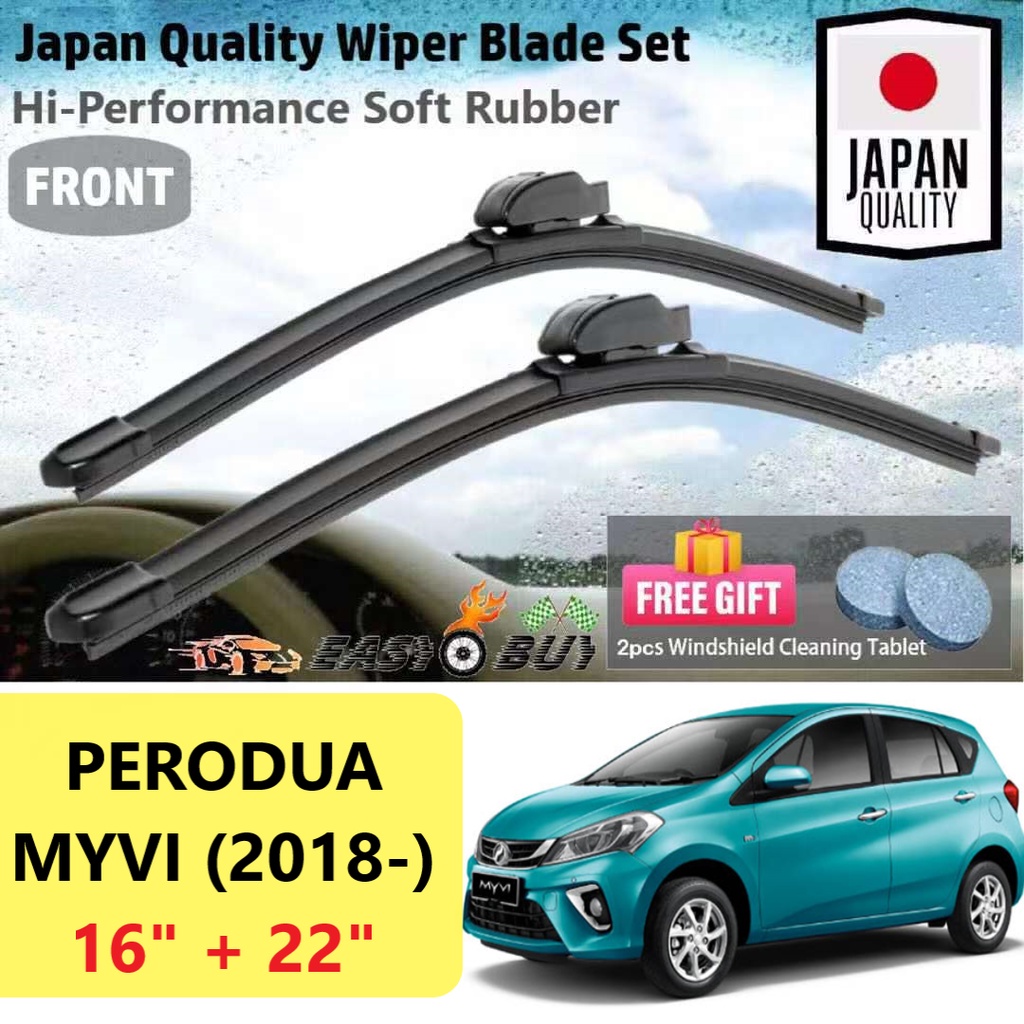 Wiper Blade Set 16'' + 22'' - Perodua Myvi 2018~ - Free Windscreen ...