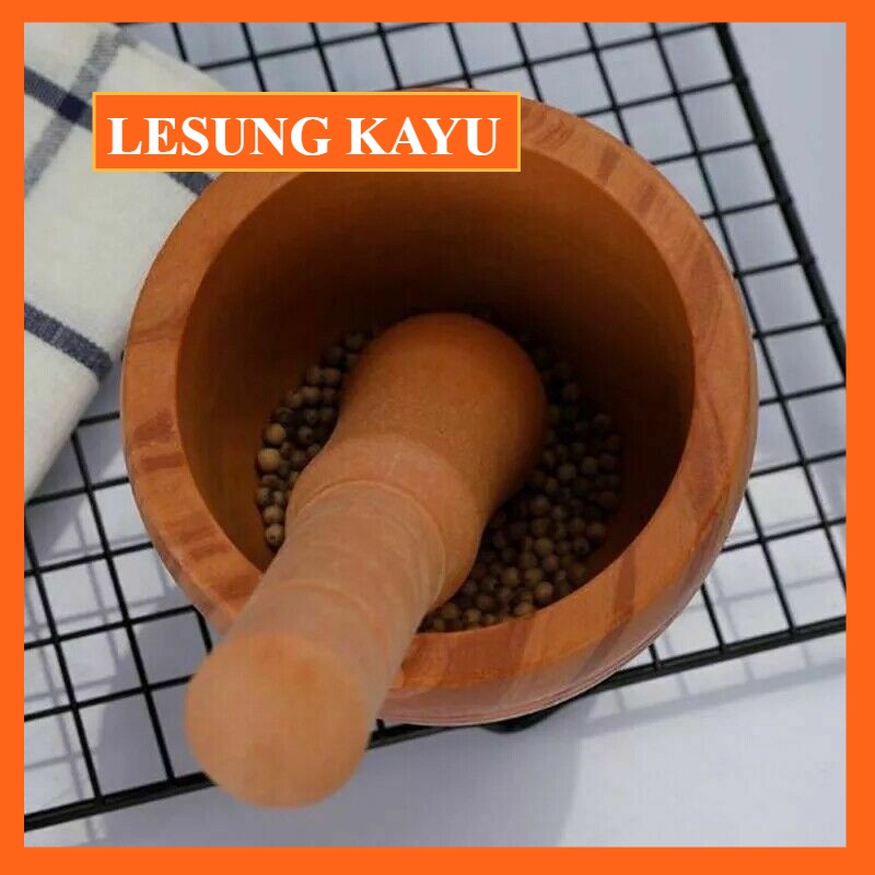 Lesung Kayu Tumbuk Rempah Tradisional Lesung Kayu Mortar And Pestle ...