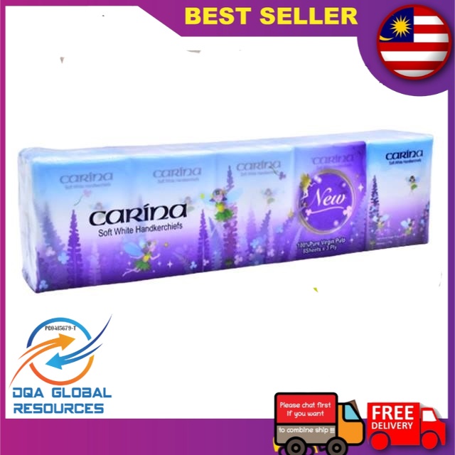 Carina 3 Ply Pocket Tissue 8 Sheets 10 in 1 💥【🇲🇾 READY STOCK】💥 | Shopee ...
