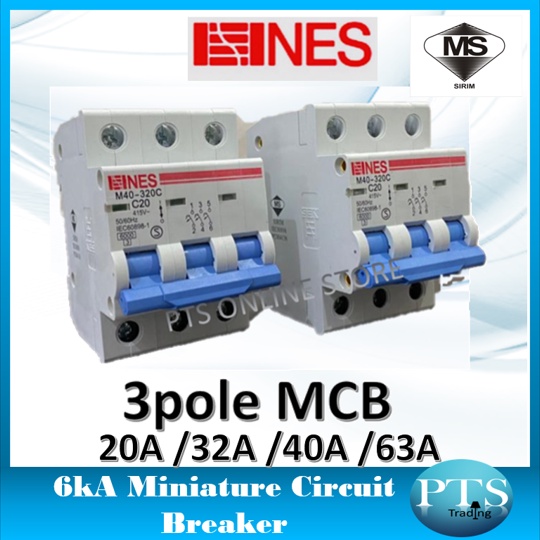 NES 3Pole (6kA) TYPE C - MCB - Miniature Circuit Breaker SIRIM APPROVE ...