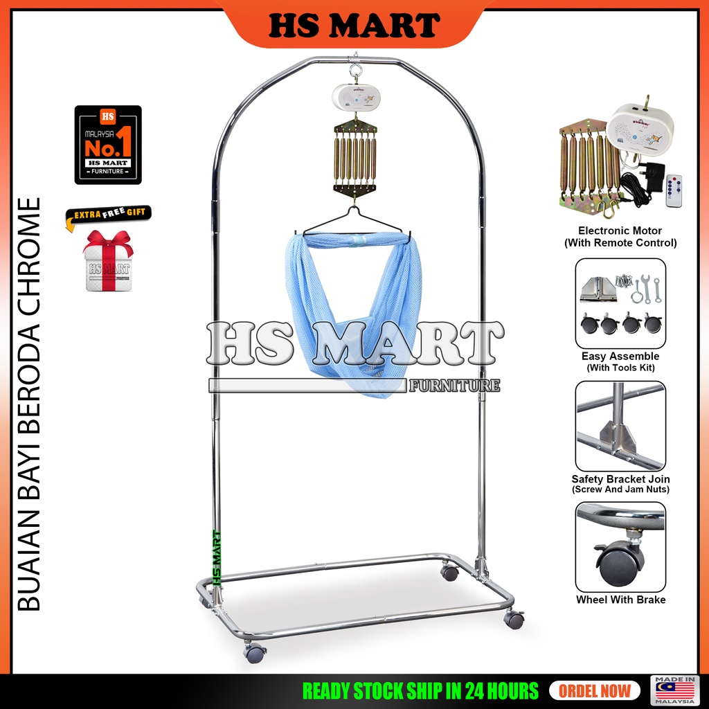 Spring Cot Chrome HS SC9 - Cradle Stand Buaian Baby Buai Baby Rangka ...