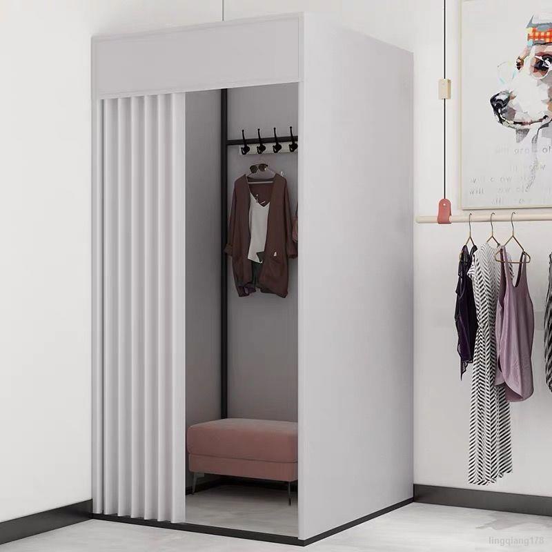 Mobile stall fitting room door curtain track clothing store display ...