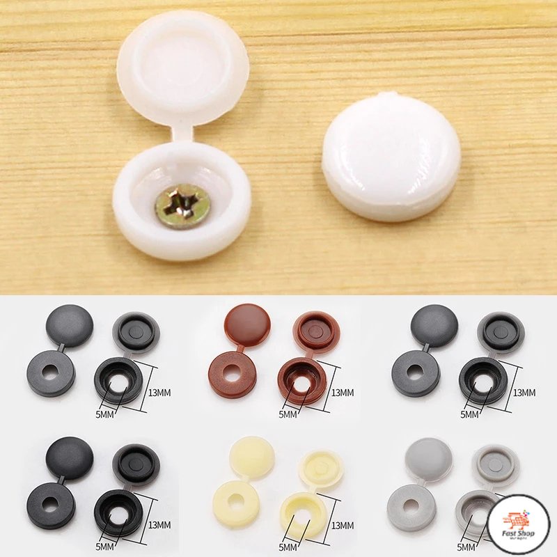FS 100Pcs Hinged Plastic Screw Cap Cover Fold Snap Protective Cap ...