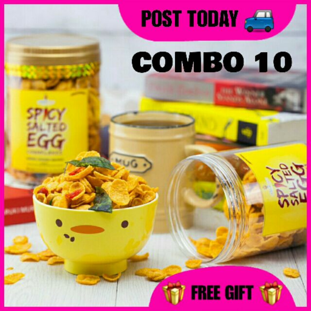 🔥🔥COMBO 10 BOTOL SPICY SALTED EGG CORNFLAKES ADUCKTIVE FREE POSTAGE 🔥🔥 ...
