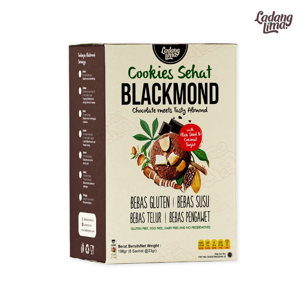 LADANG FIVE HEALTHY COOKIES BLACKMOND 198GR SACHET ( COOKIES CAMILAN ...