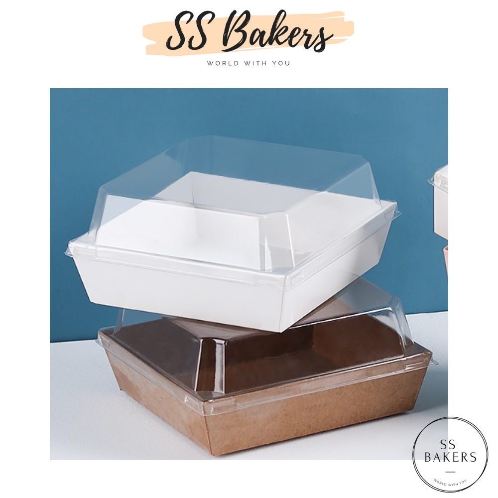 Square/Rectangular Cake Box White/Brown Transparent Dessert Box Food ...