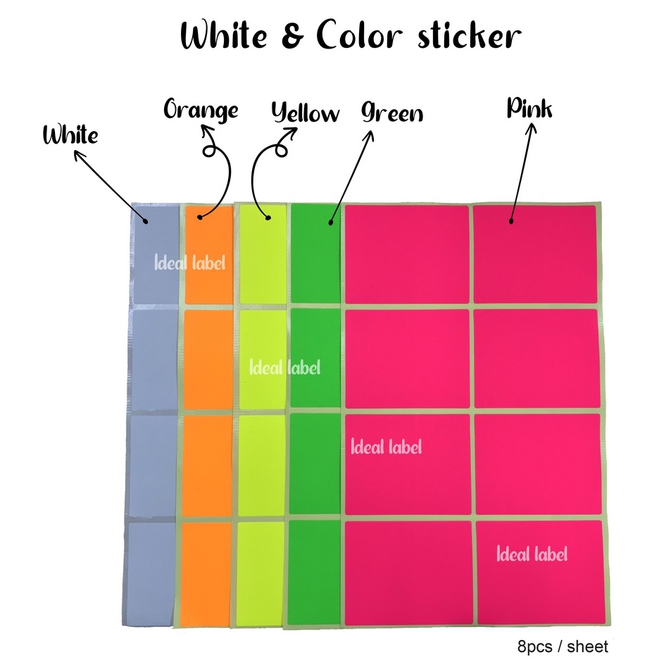[10 SHEETS] Color label / White & Fluorescent sticker 51x64mm | Shopee ...