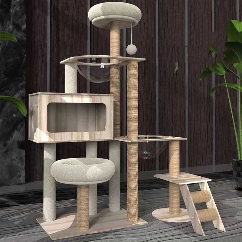 Luxury villa one space capsule cat climbing shelf cat paw column wooden ...
