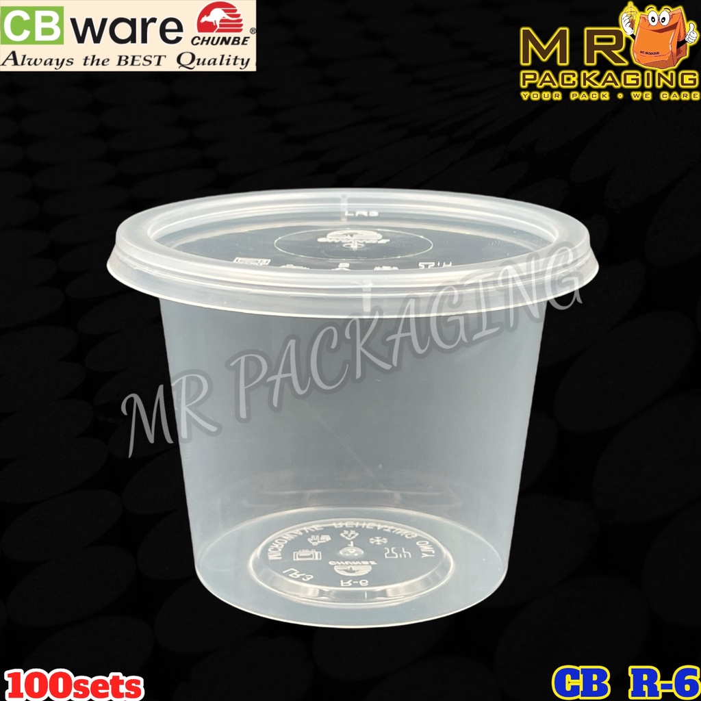 CB R6 Round Container With Lid ( 100sets± ) 6oz Disposable PP Plastic ...