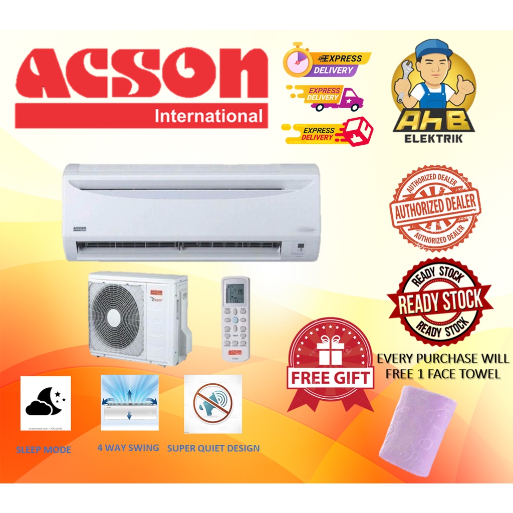ACSON A3WM10N Air Conditioner Non Inverter 1.0HP (1.0HP) NO ...