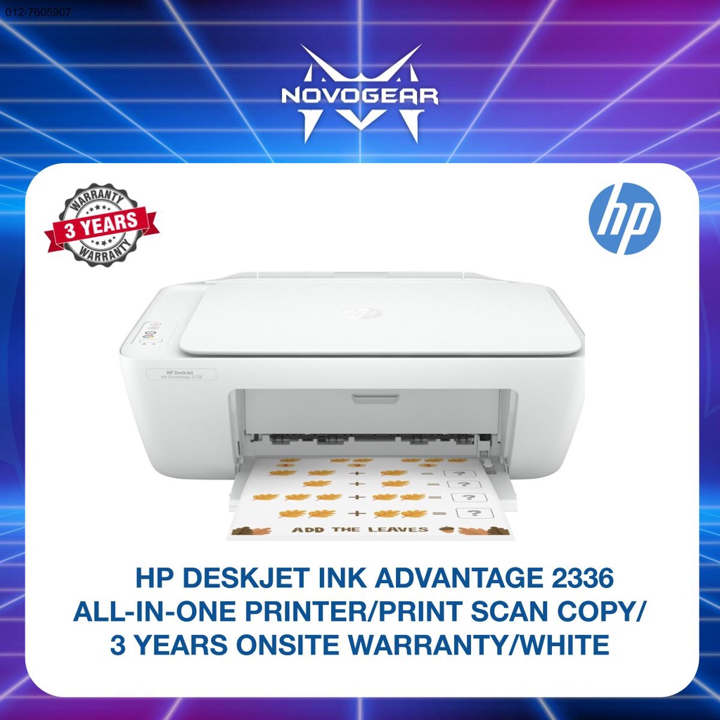 HP DESKJET 2336 INK ADVANTAGE ALL-IN-ONE PRINTER/PRINT SCAN COPY/3 YEARS ONSITE WARRANTY/WHITE ...