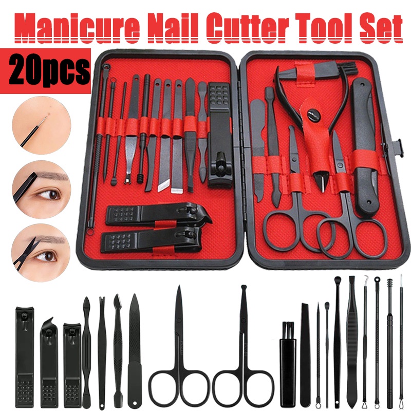 [READY STOCK] 18 Pieces Nail Set Stainless Steel nail clippers Pedicure ...