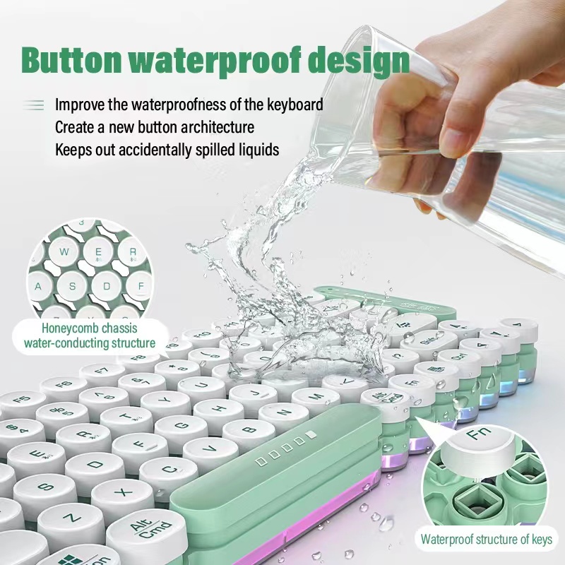 WATERPROOF LANGTU OG80 Wireless Keyboard 3 mode Connection Mute RGB ...