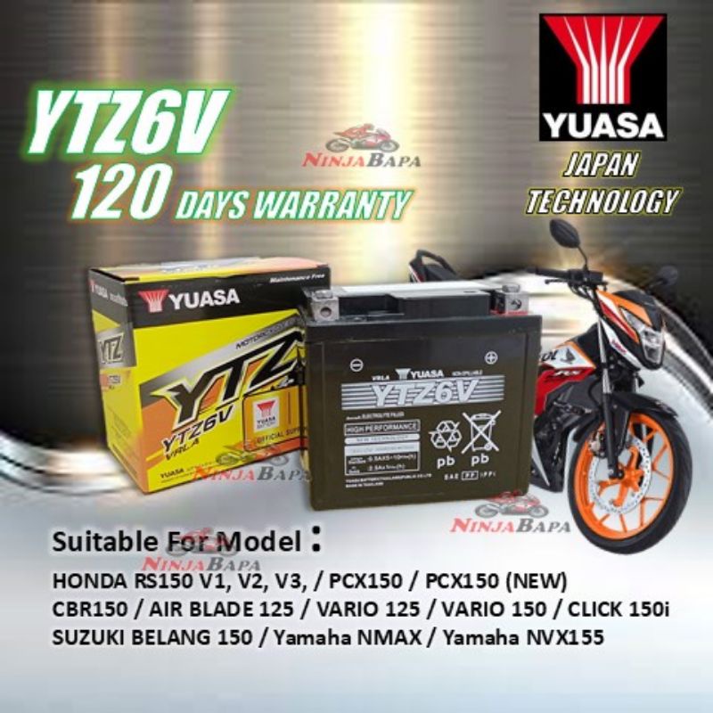 Battery Gel Bateri YTZ6 YTZ6-S HONDA RS150R / CBR 150 / VARIO150 / AIR ...