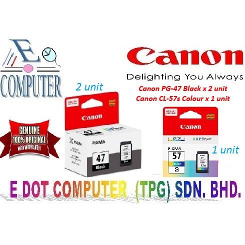 Canon PG47 and CL57s ~ 2 unit Black & 1 unit Color Ink Cartridge FOR ...
