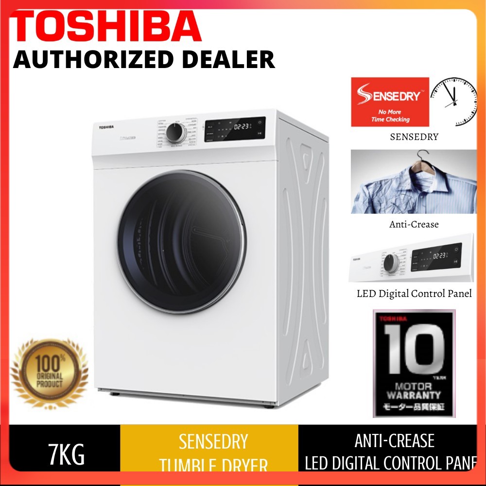 TOSHIBA DRYER 7KG AIR-VENTED SENSEDRY TUMBLE DRYER TD-H80SEM | Shopee ...