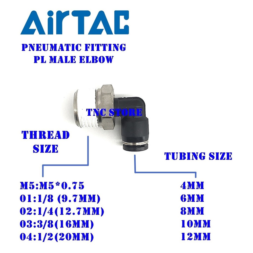 AirTac Pneumatic Fitting PL4M5 PL401 PL402 PL601 PL602 PL603 PL801 ...