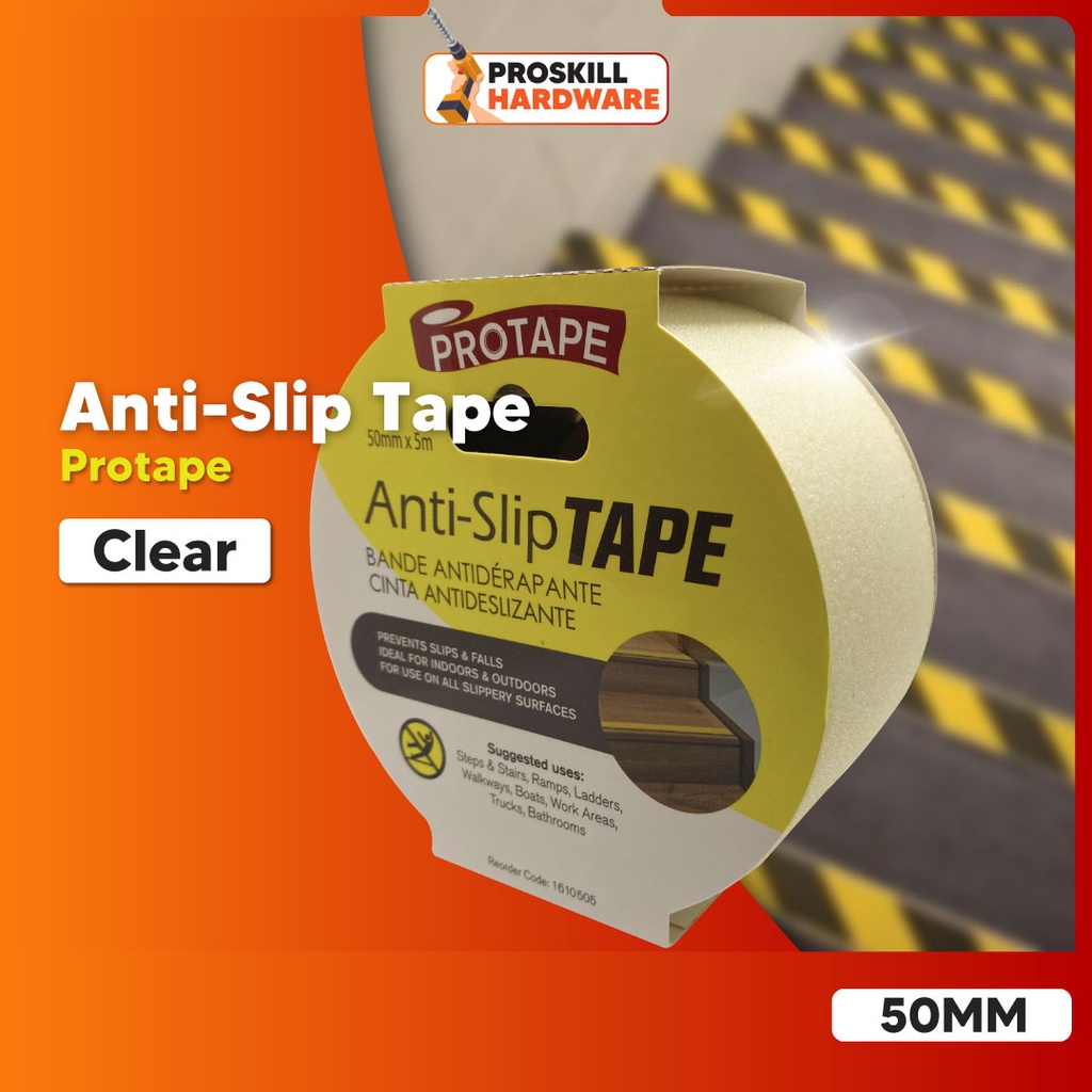 PROSKILL HARDWARE Anti Slip Floor Tape PVC Clear Protape 50/25MM Floor ...
