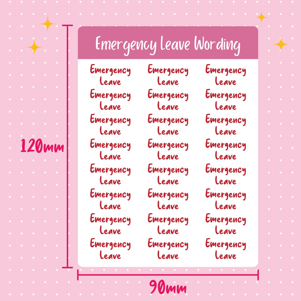 Emergency Leave Wording Planner Sticker | Icon sticker for planner ...