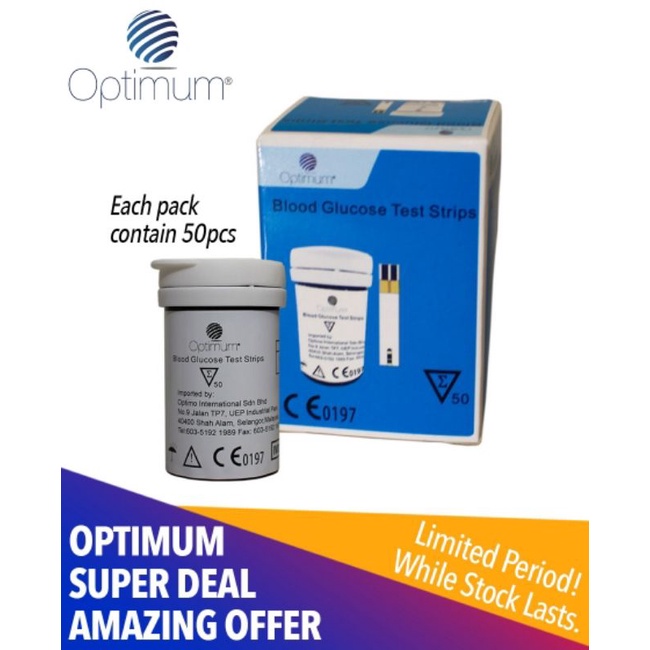 (1 BOX 50 PCS ) X 3 - Optimum Blood Glucose Test Strips. | Shopee Malaysia