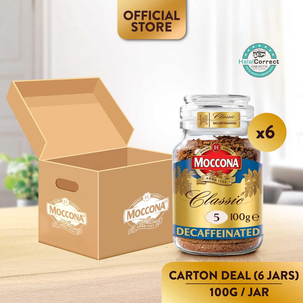 (6 Jars Carton Deal) Moccona Classic Decaffeinated Intensity 5 Freeze ...