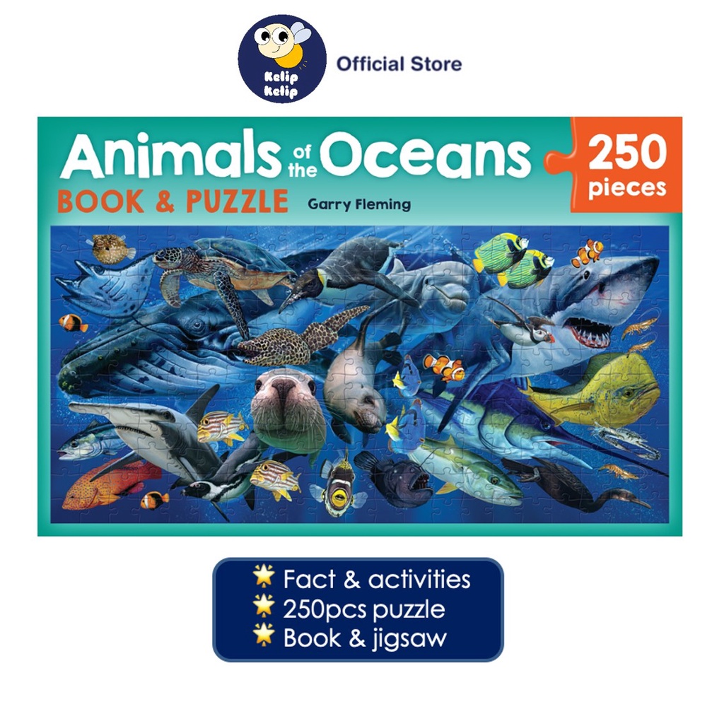 Animals of the Ocean Book & 250 Pcs Puzzle Gift Set for Kids to Learn ...